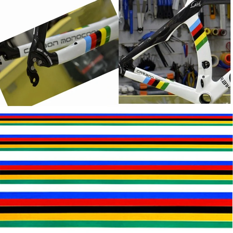 1set Reflective Cycling Frame Sticker Bicycle Sticker Rainbow Colors ...