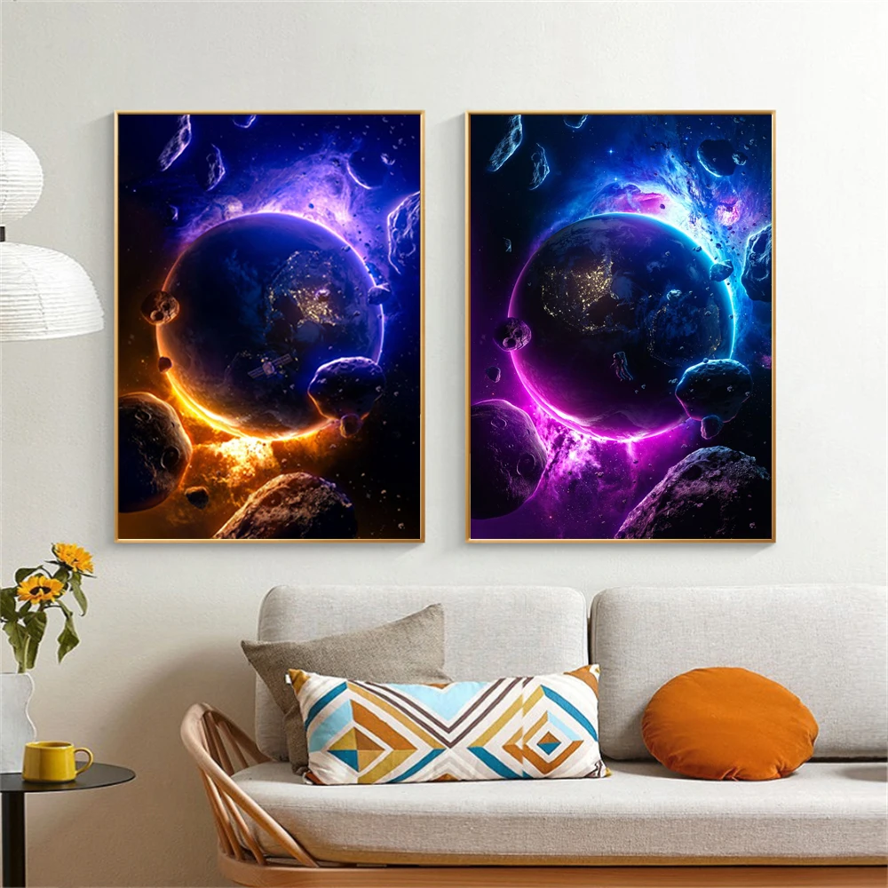 Abstract Paintings Colorful Planets
