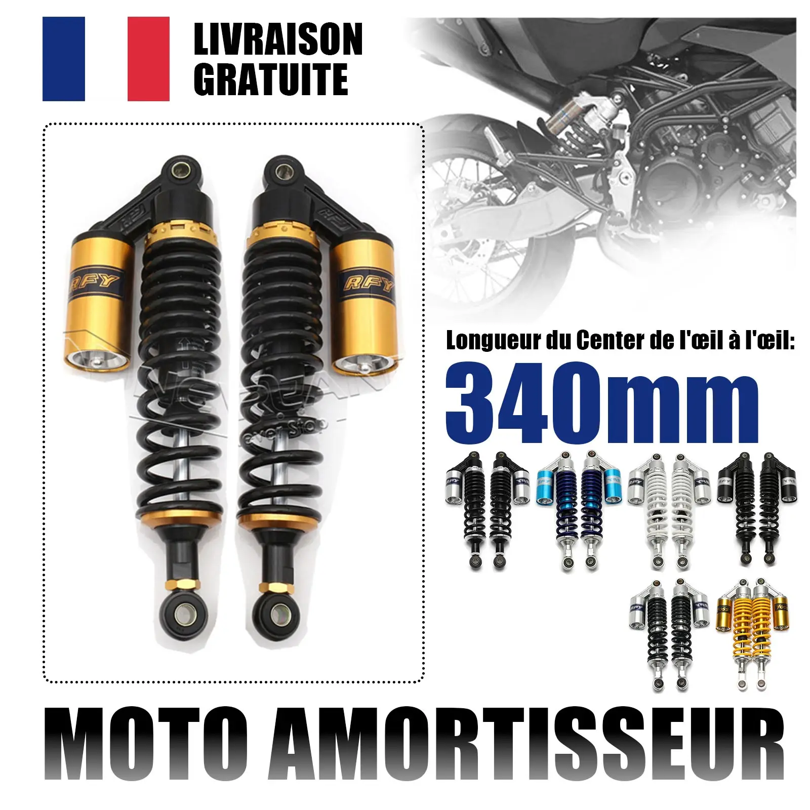 340mm Motorcycle Shock Absorber Air Protection Falling Motor DirtBike ...