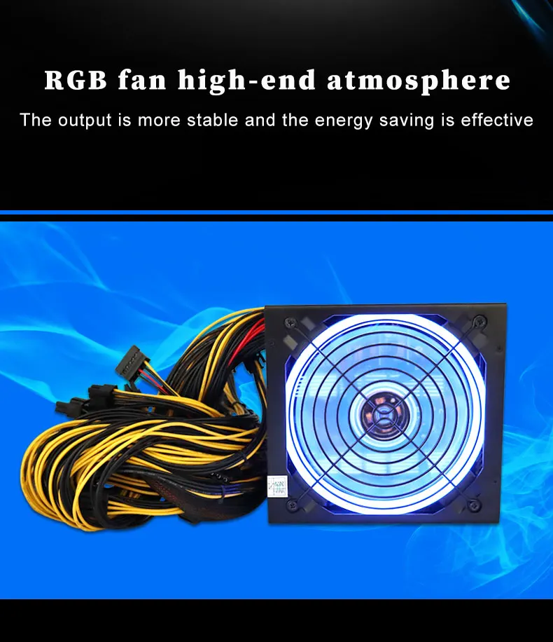 New 2000W RGB Mining Power Supply Support 8 GPUs GPU Mining Rig ETH ...