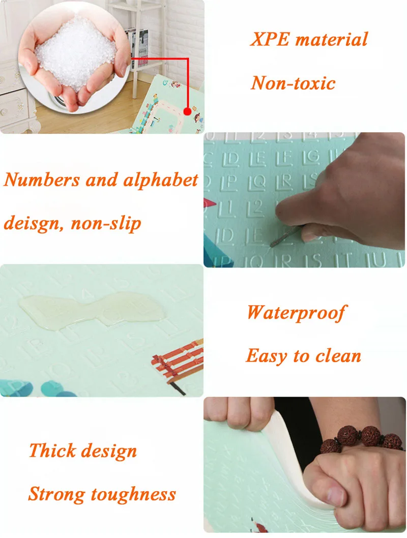 200x180x1cm - Tapis XPE en mousse pour enfants, tapis de jeu pour bébés ...