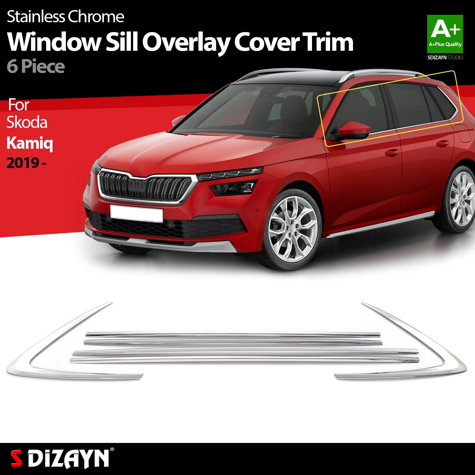 S-Dizayn-For-Skoda-Kamiq-Chrome-Window-Sill-Overlay-Cover-Trim ...
