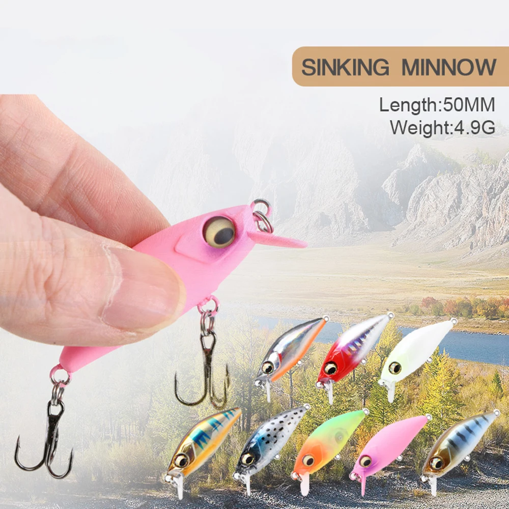5cm 4.9g Fishing Lure Micro Minnow Wobbler Fat Beagle Slow Sinking ...