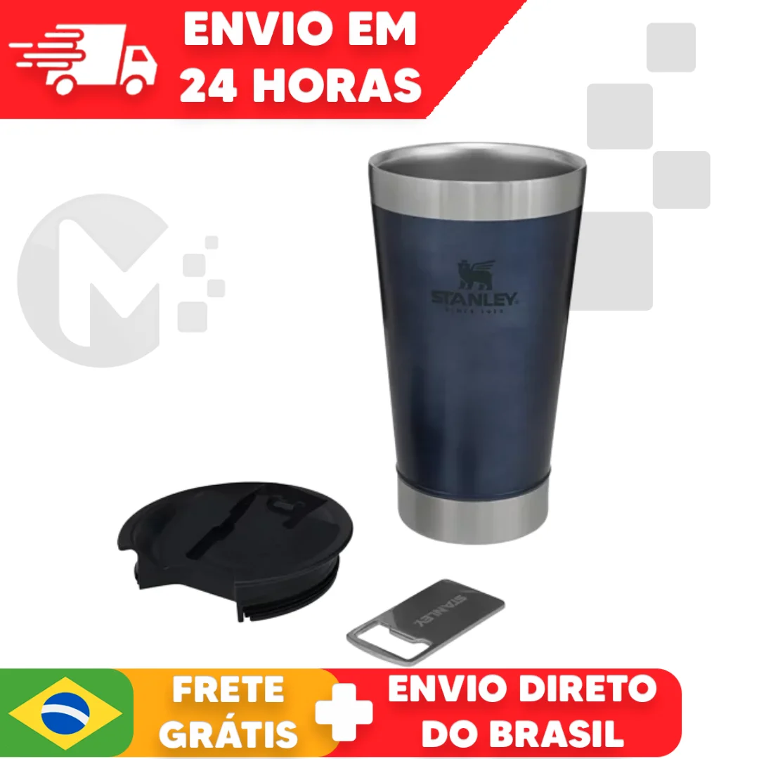 Copo Térmico Stanley Com Tampa e Abridor de Garrafa 473ml Azul ...
