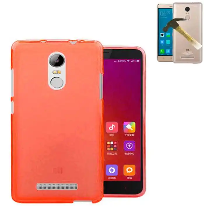 Smooth-TPU-case-Compatible-with-Xiaomi-REDMI-NOTE-4-red-tempered-glass ...