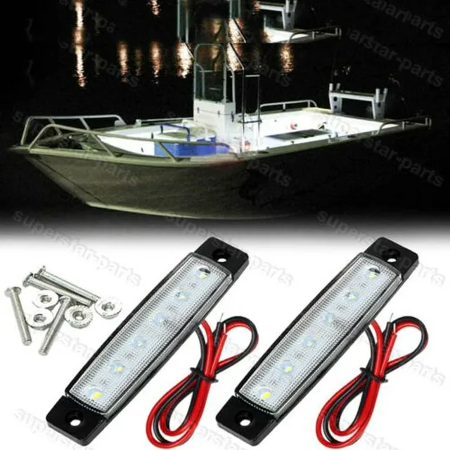 2x DC 12V LED Marine Boat Navigation Lights Green Red Stern Light ...