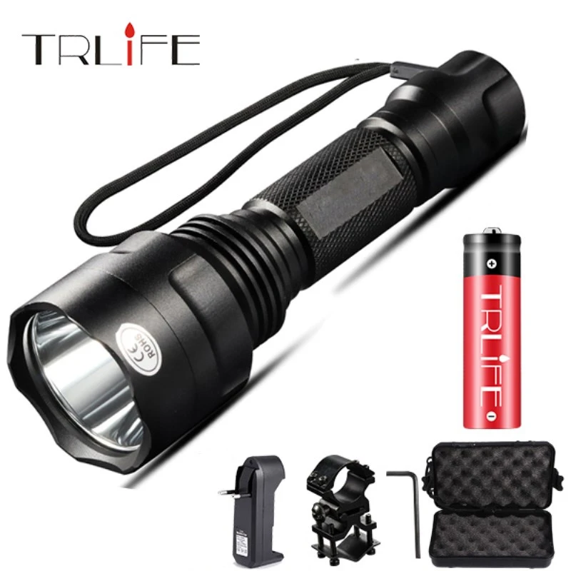 Portable Powerful LED Lamp XML-T6/L2 Tactics Flashlight Linterna Torch Uses 18650 Chargeable ...