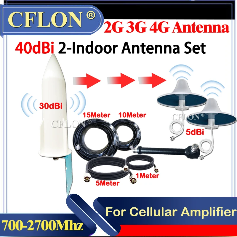 New!! 40dBi 4G Antenna Set 700~2700mhz Omnidirectional Antennas GSM ...