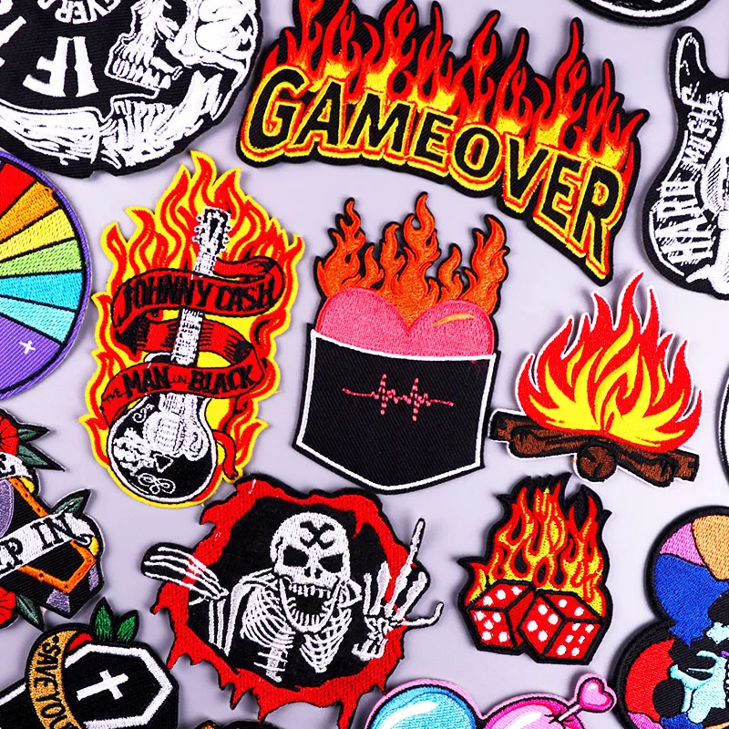 Flame-Heart-Patch-Iron-On-Clothing-Embroidered-Patches-For-Clothing ...