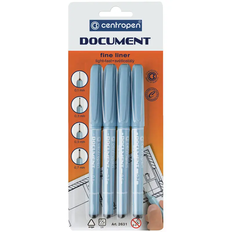 A Set Of Capillary Handles Centropen "document 2631" Black, 4 Pcs 0,1/0 ...