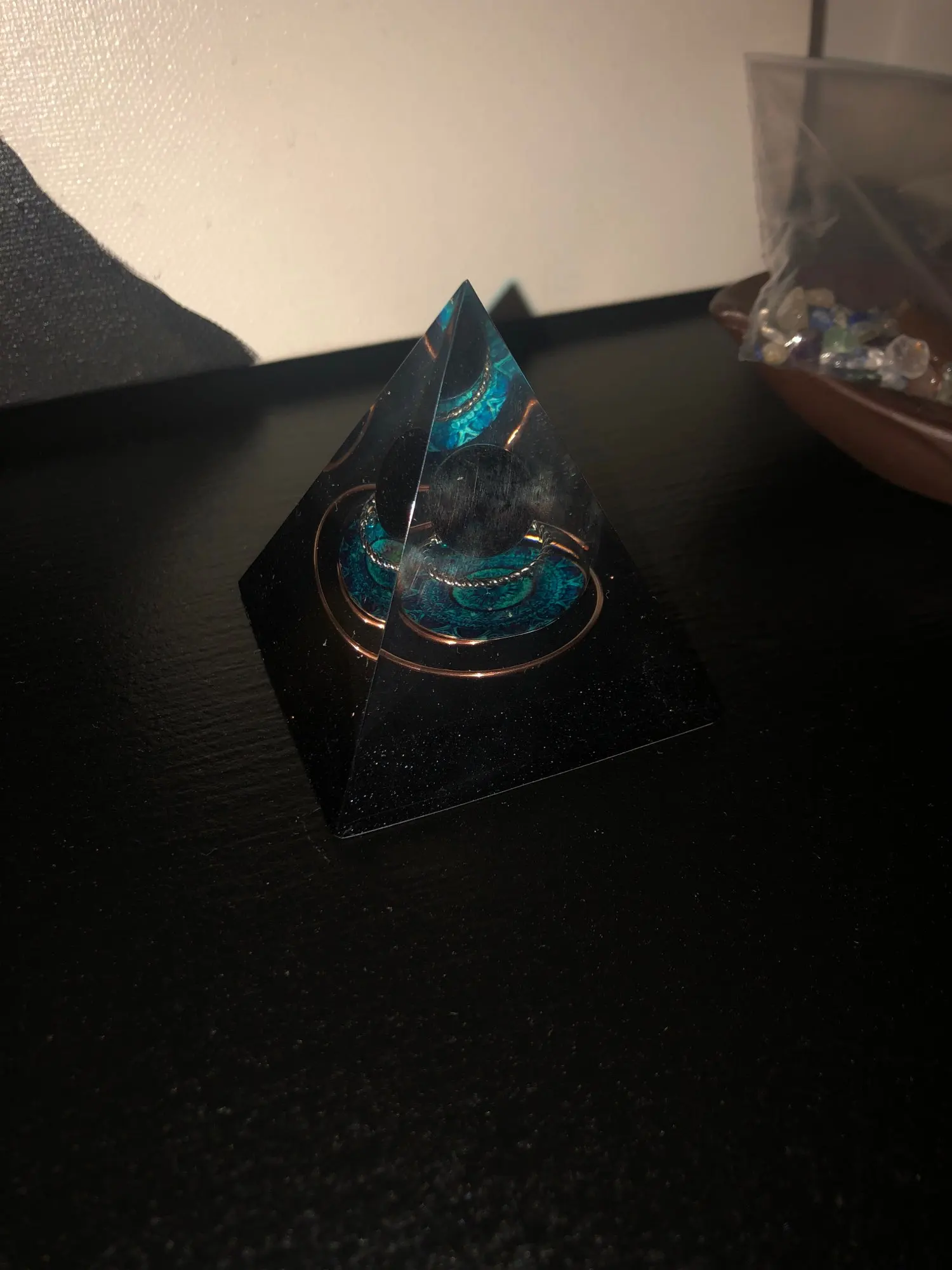 Beautiful Orgonite Pyramid with Obsidian - Orgone Pyramids