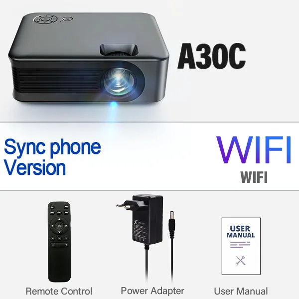 AUN A30C MINI Projector Smart TV WIFI Portable Home Theater Cinema Sync Android IOS Phone Screen ...