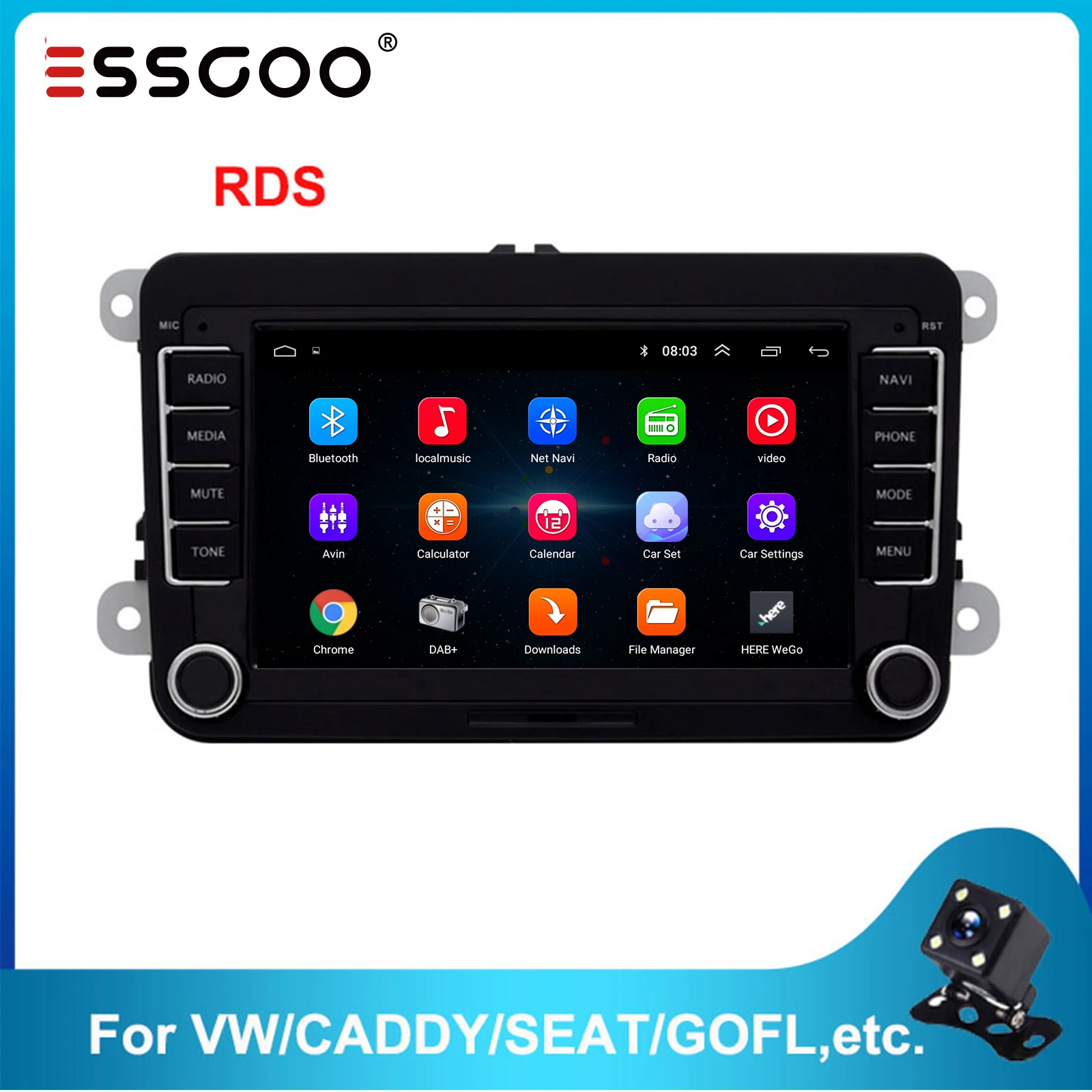 Essgoo 7 Inch Android Car Radio 2 Din Multimedia Player Carplay Rds Gps ...