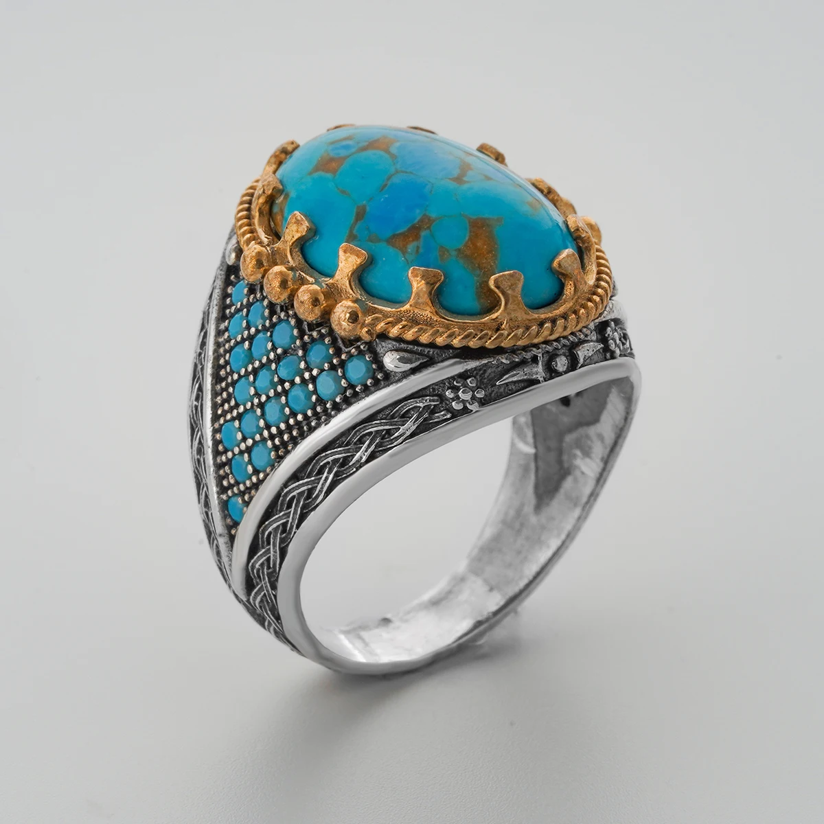 Natural-Turquoise-Firuz-Stone-925-Sterling-Silver-Rings-Male-Ring ...