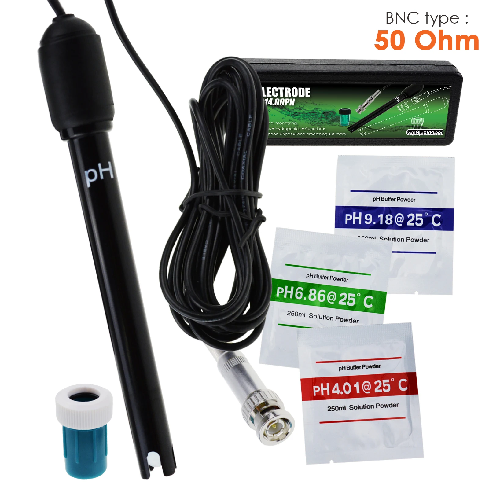 0-14 Ph Electrode Probe Bnc Connector Replacement Kit For Aquarium ...