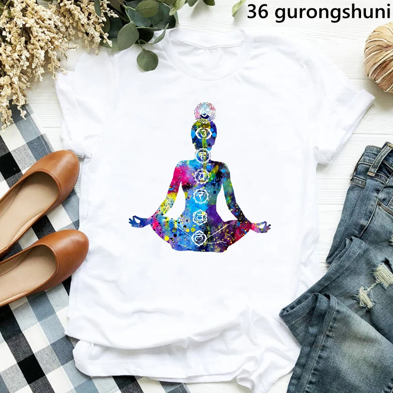 Camiseta de meditación de Buda para mujer, ropa de acuarela, Harajuku ...