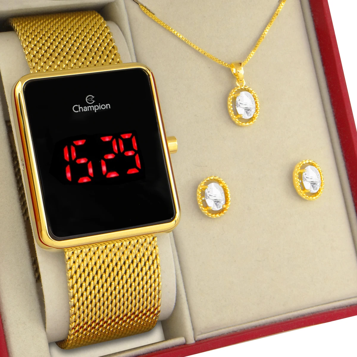 Relógio Champion Feminino Dourado Digital Led Original Com Garantia De ...