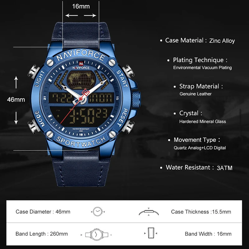 2019 Mens Watches NAVIFORCE Fashion Sport Waterproof Military Wrist ...