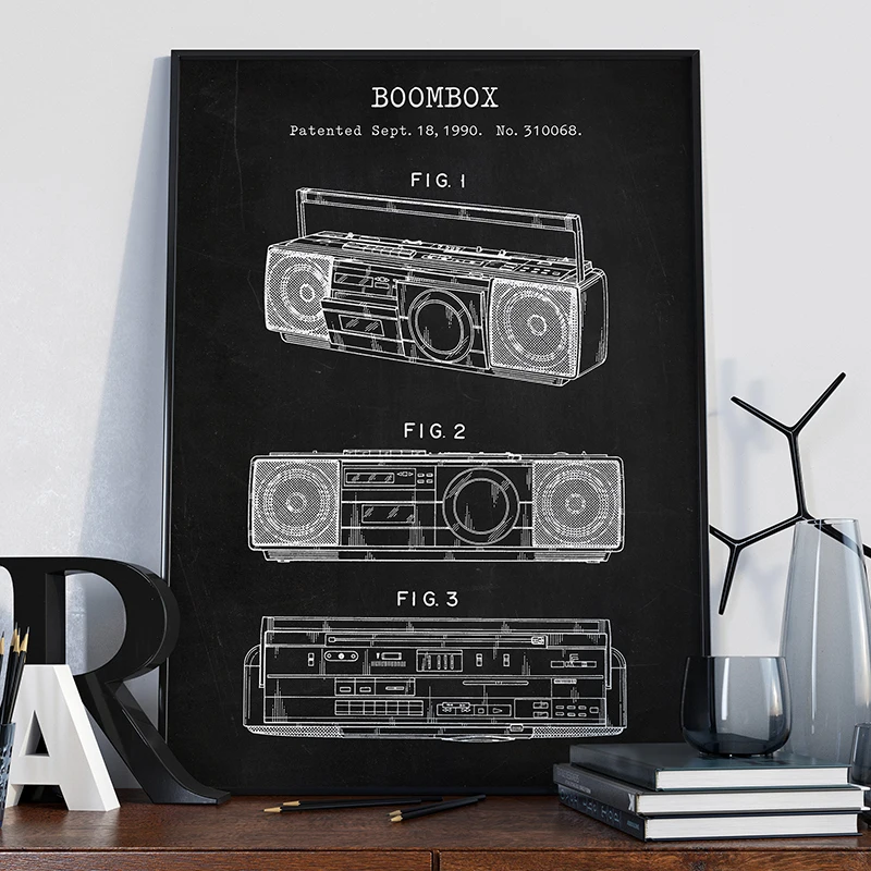 Boom box cassette player arte poster impressão de imagem casa decoração ...