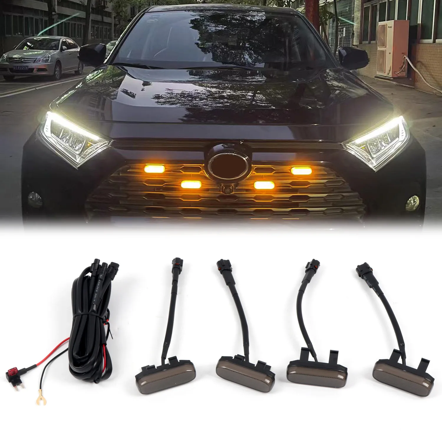 Fit-For-Toyota-RAV4-2019-2022-Raptor-Lights-Front-Middle-Center-Grille ...