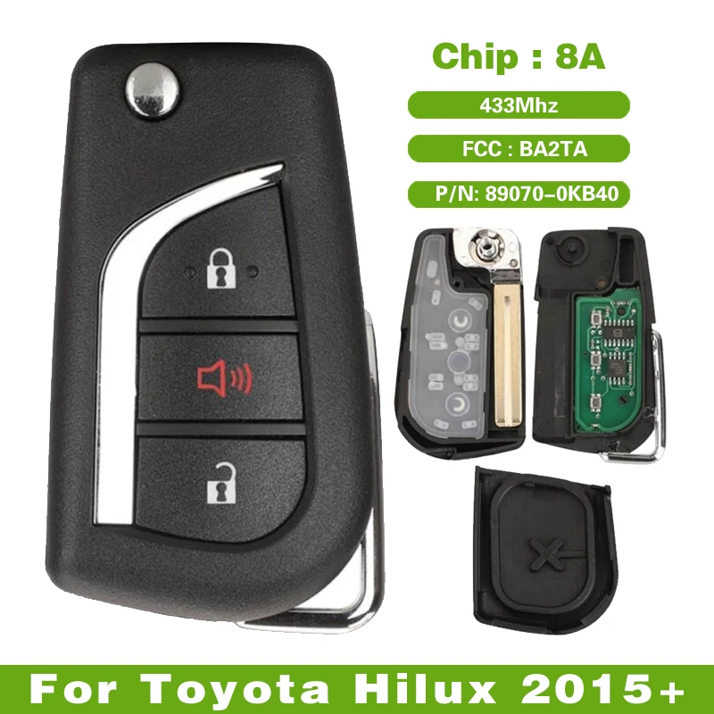 Cn007268 Aftermarket For Toyota Hilux 2015+ Flip Remote Key 433mhz 8a ...