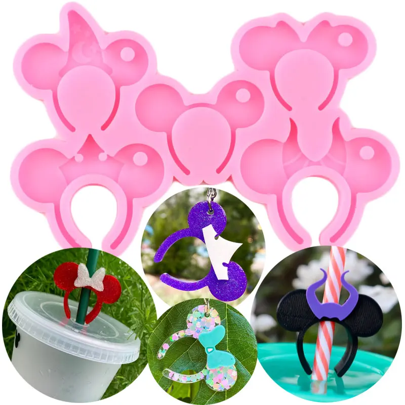 Brand logo resin keychain mold designer logo straw topper mold Straw ...
