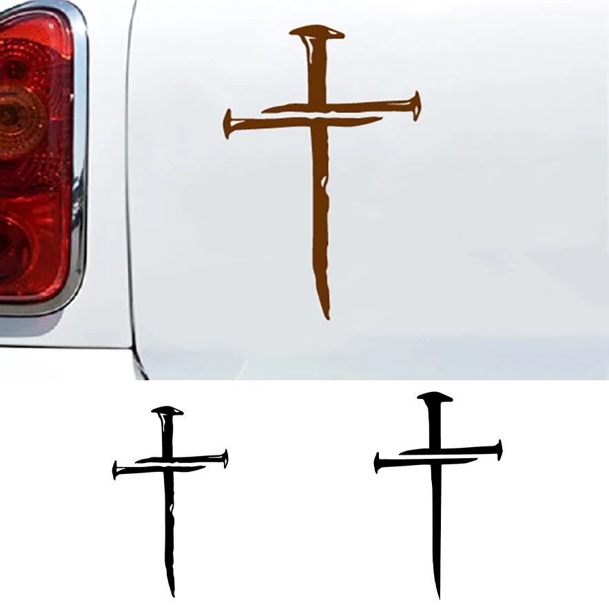 Three Nail Cross Vinyl Sticker Car Window Bumper Door Decals Decoration ...