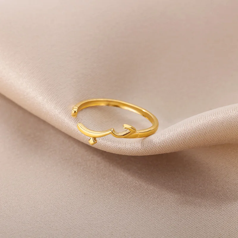 Stainless-Steel-Arabic-Rings-For-Women-Gold-Color-Open-Adjustable-Love ...
