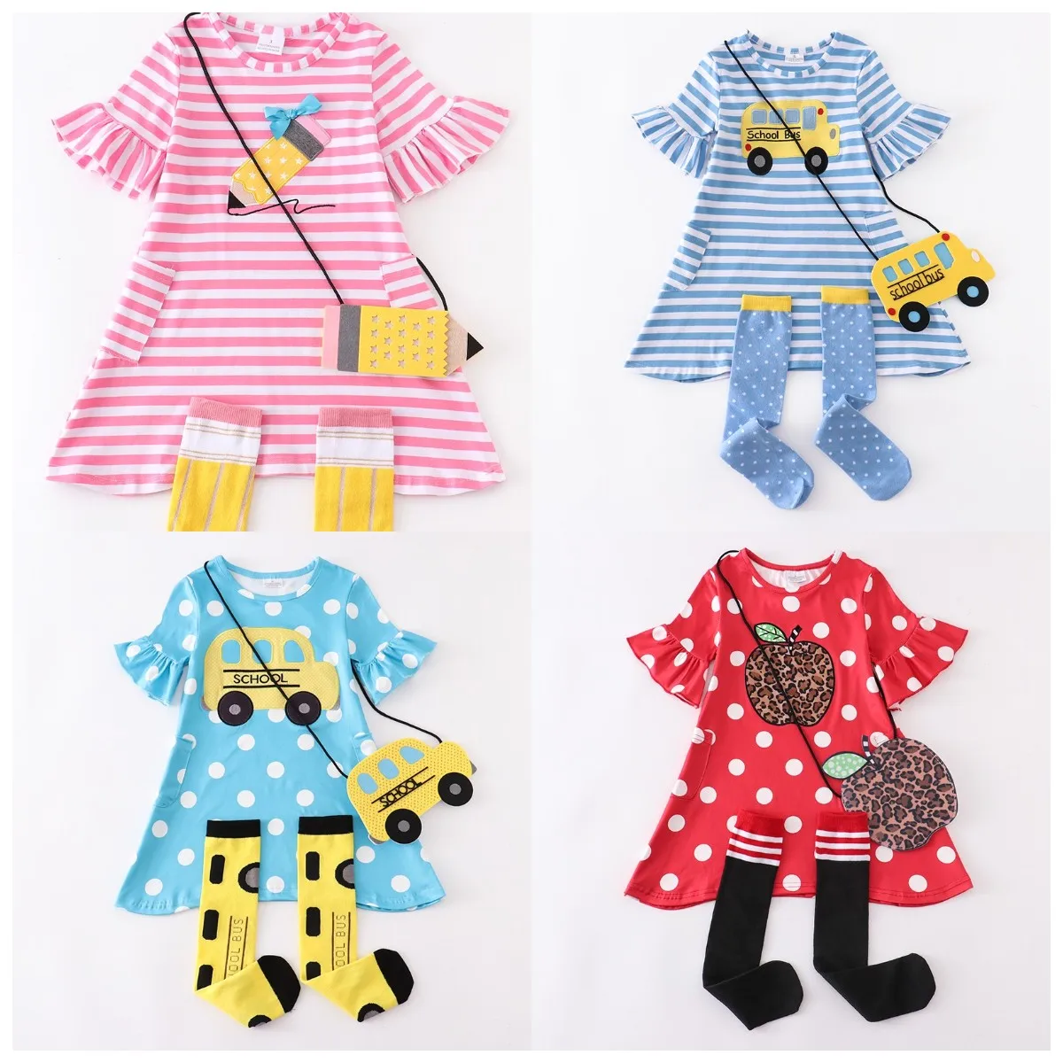 Girlymax Back To School Bus Baby Girls Pencil Boutique Clothes Children ...