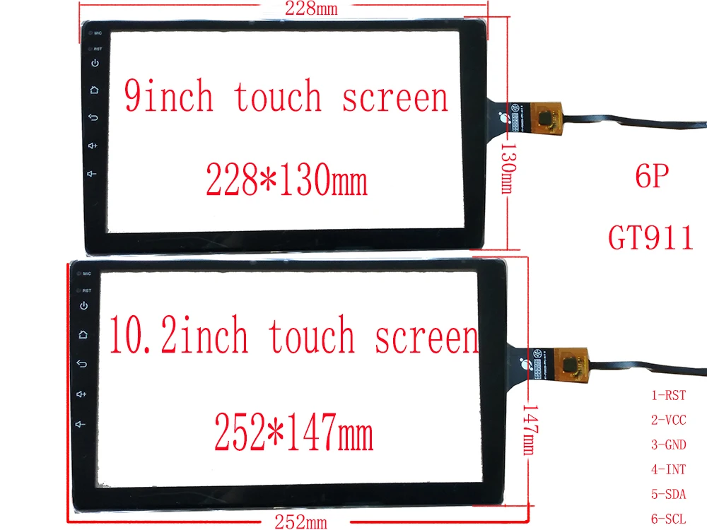 9 Inch 10.2 Inch 2.5d Universal Capacitive Touch Screen Hard 228*130mm ...