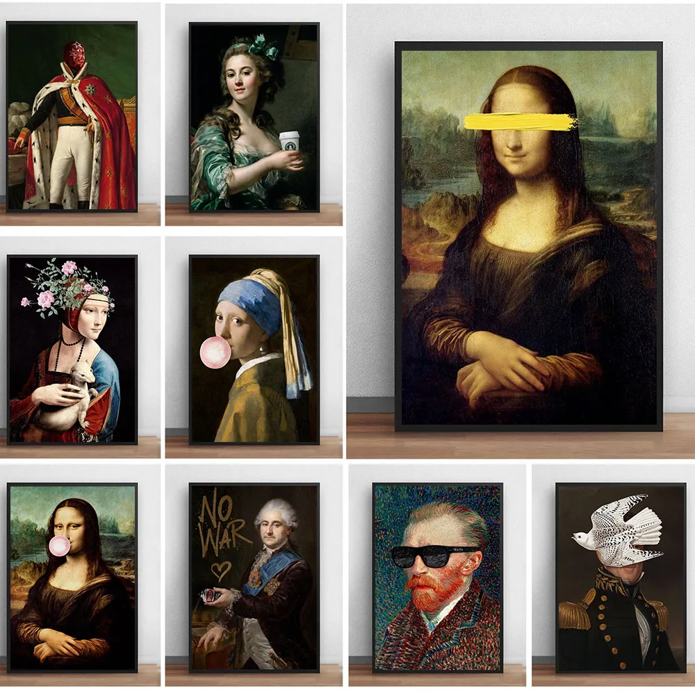 Renaissance-Abstract-Canvas-Paintings-Van-Gogh-Mona-Lisa-Bubble-Gum ...