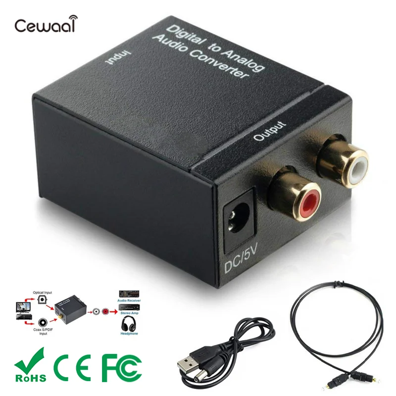Cewaal Цифровой оптический Toslink SPDIF коаксиальный в аналоговый RCA ...