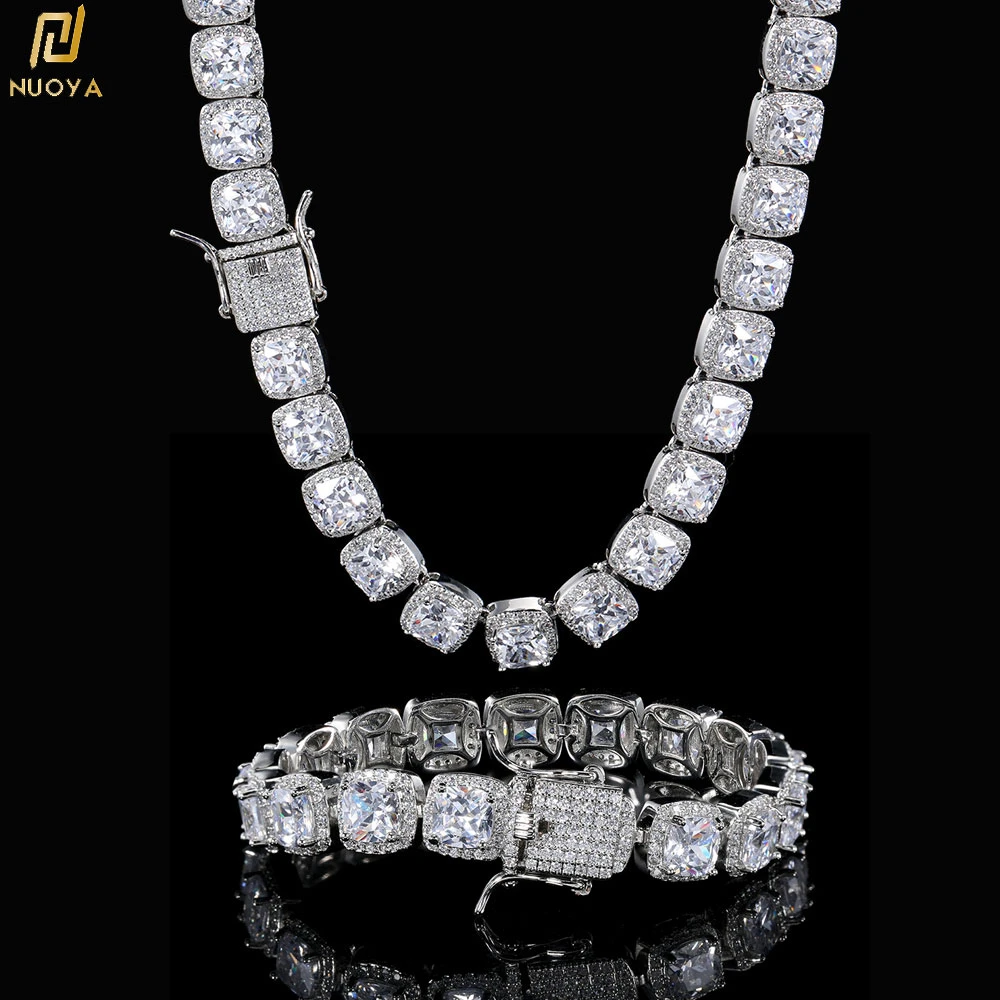 Nuoya Square Diamond CZ Tennis Chain 10mm Luxury Bling Bling Full Iced ...