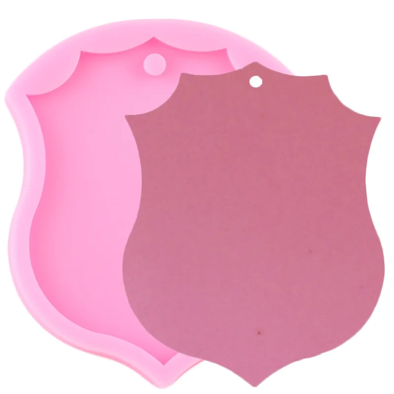 Shiny Police Badge Silicone Mold for Key Chain Pendant with Hole ...