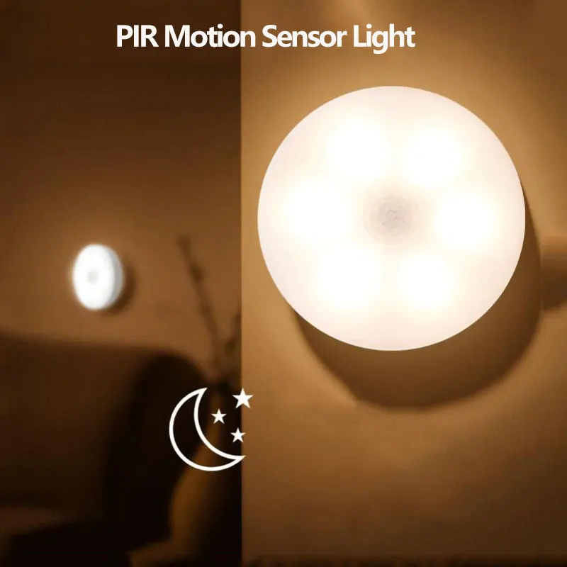 PIR Motion Sensor LED Night Lights USB Rechargeable Night Lamp for ...