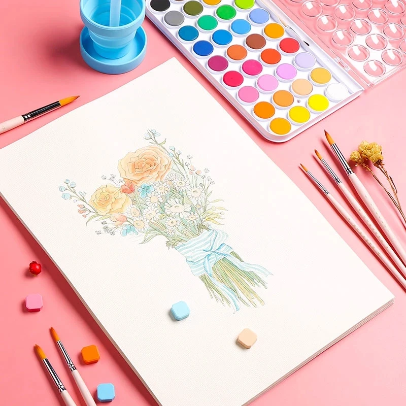 Watercolor Line Hand-painted Draft Paints Paper Round Coloring Book A5 ...