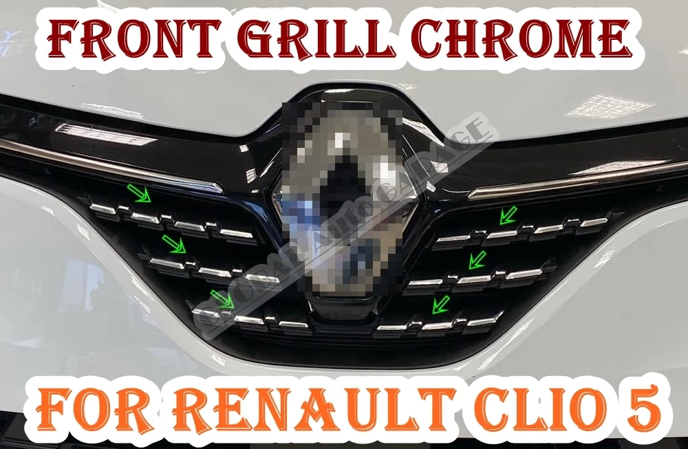 For-Renault-Clio-5-Chrome-Front-Grill-2019-2020-2021-Stainless-Steel-6 ...