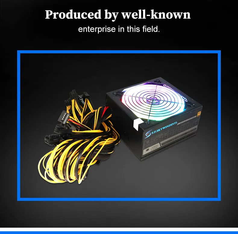 New 2000W RGB Mining Power Supply Support 8 GPUs GPU Mining Rig ETH ...