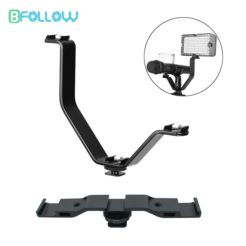 Bfollow Triple Hot Shoe Mount Bracket Selfie For Camera Vlog Youtuber ...