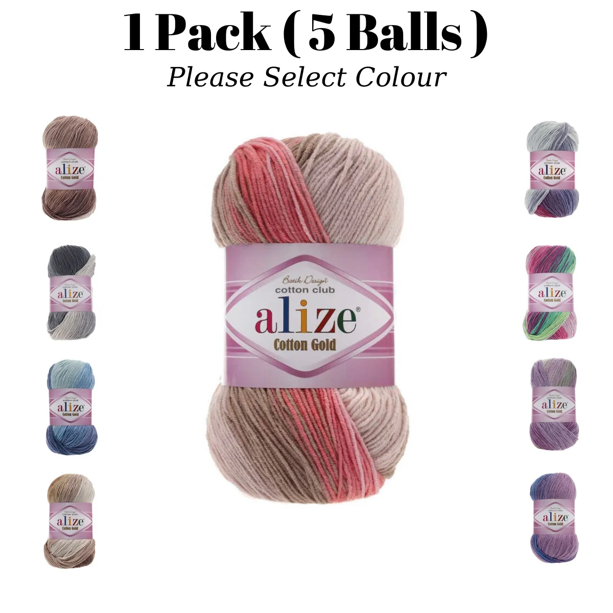 Thread 1 Pack (5 Balls) Alize Cotton Gold Batik Cardigan Vest Sweater ...