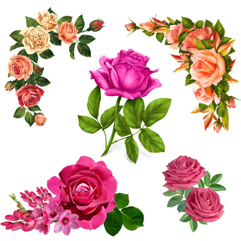Three Ratels Qcf198 Elegant Rose Bouquet Wall Sticker Art For Home ...