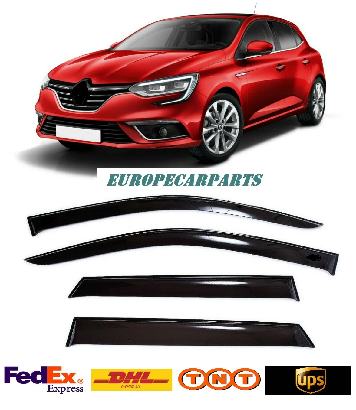 For-Renault-Megane-4-Hb-2016-Window-Visors-Side-Sun-Rain-Guard-Vent ...