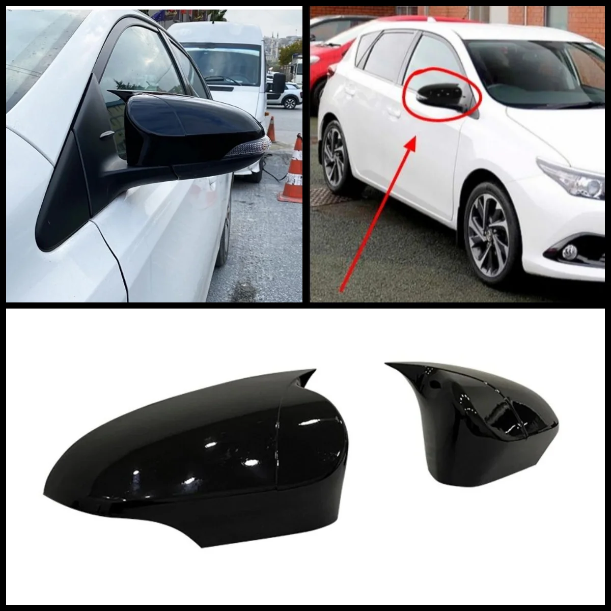 2 Pieces ABS Plastic Bat Wing Mirror Covers Caps Rearview Mirror Case ...