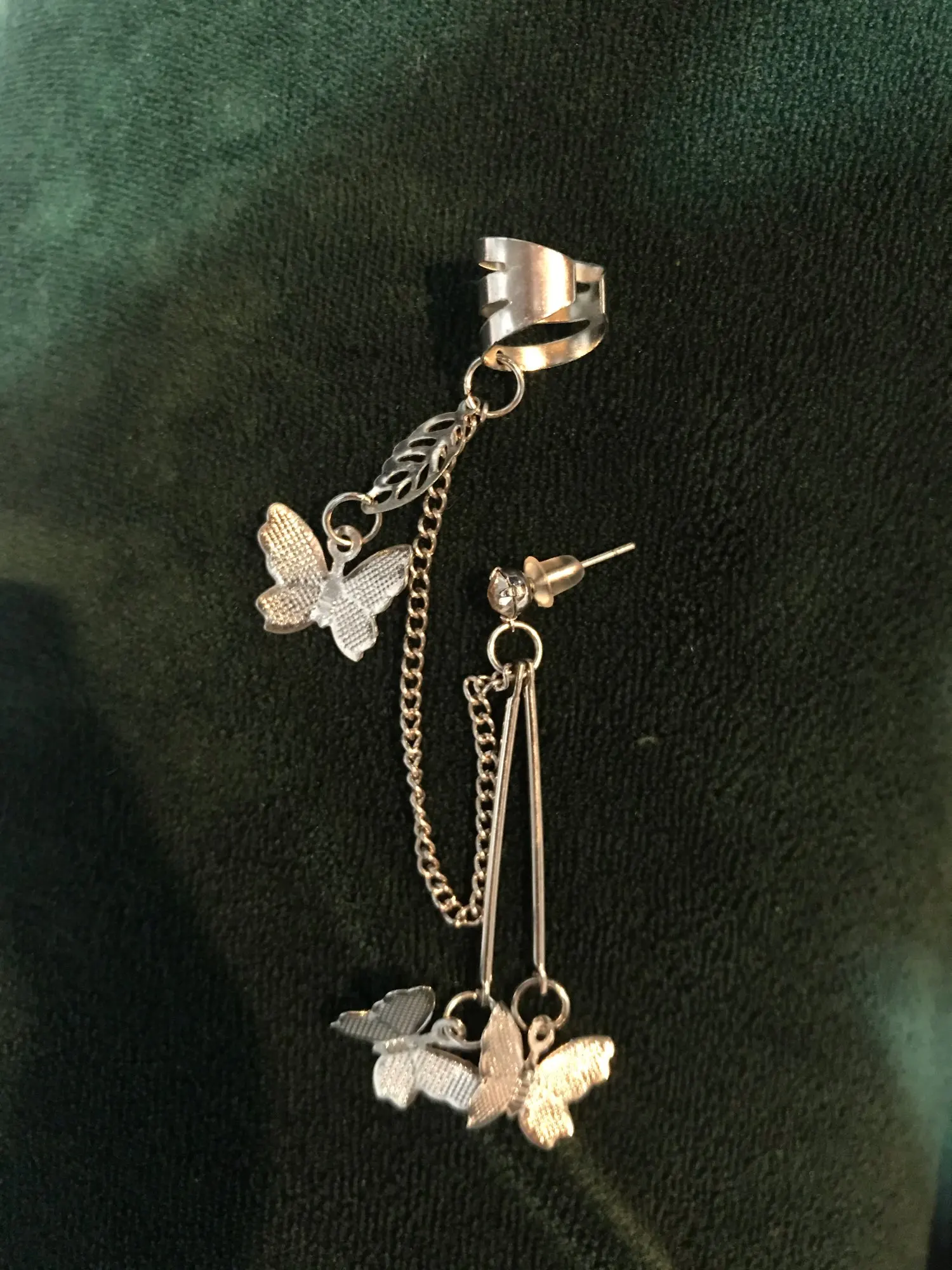 Butterflies Cuff Earring with chain | Dagiba Jewelry