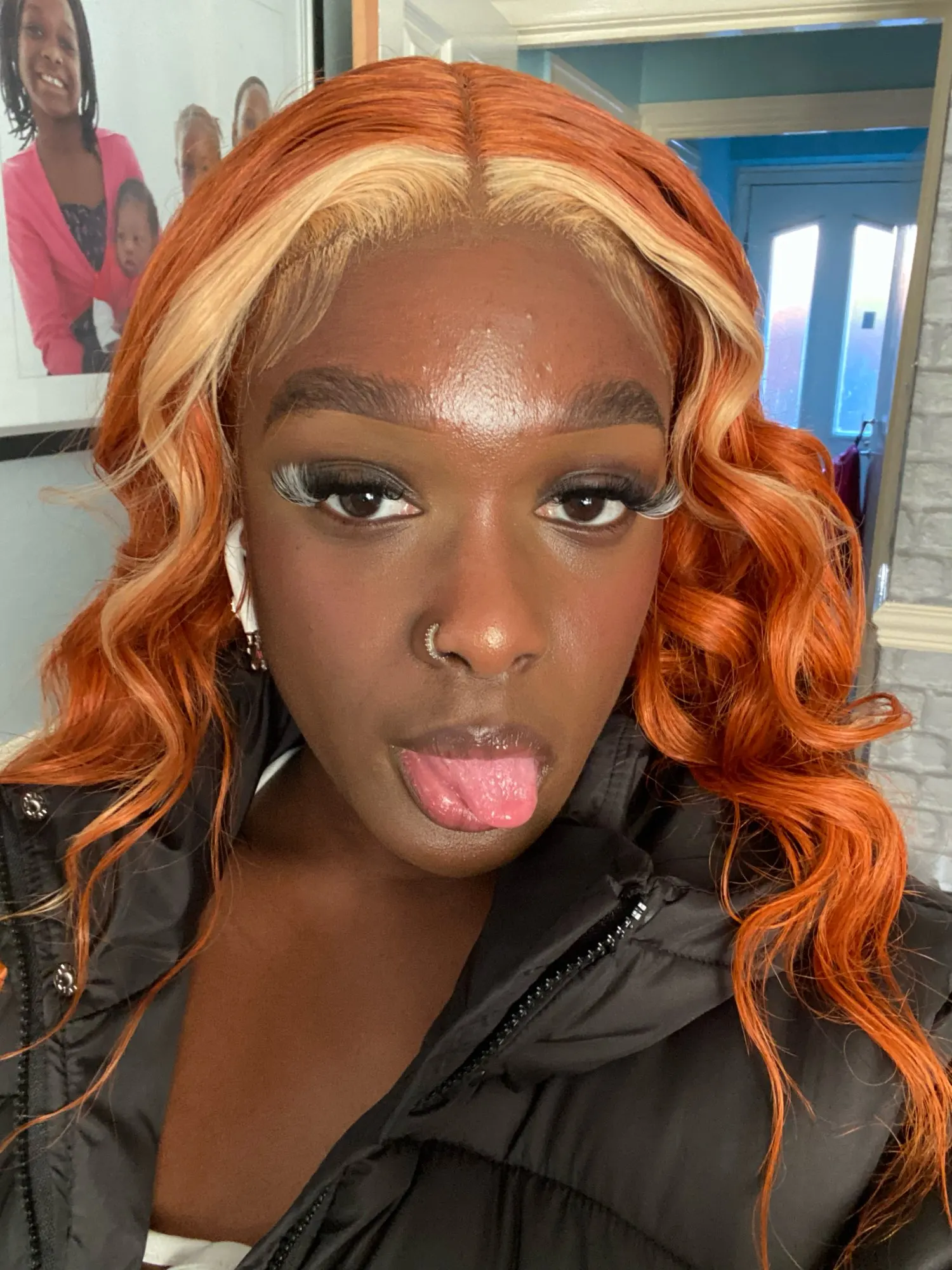 Ginger Wig with Blonde Highlights 4x4 Lace Closure Wig Body Wave Human ...