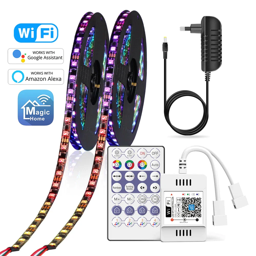 12v Ws2811 Addressable Led Strip Dream Color Wifi App Controller 5050 ...