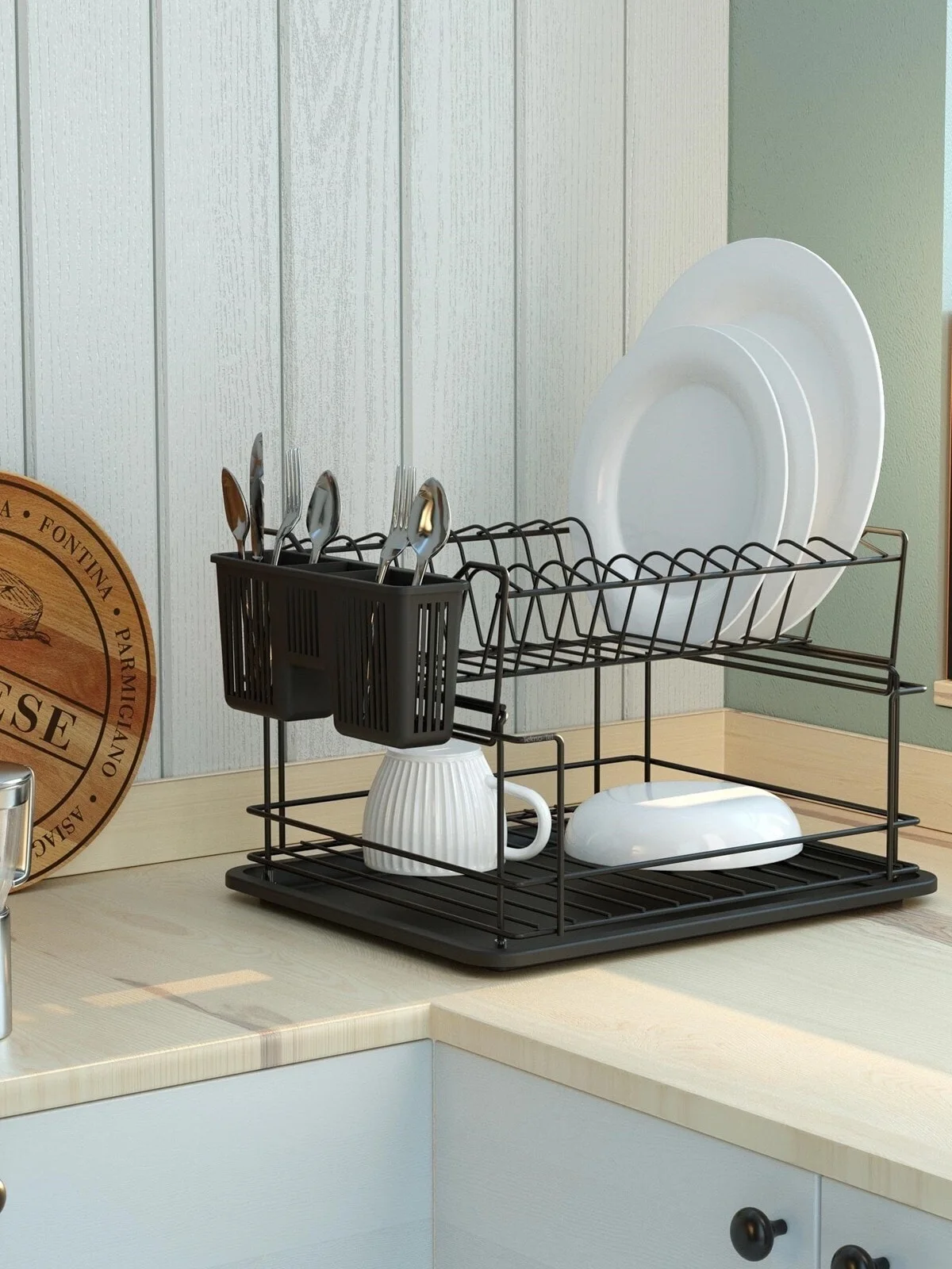 Countertop-Dish-Drying-Rack-Plate-Glass-Drainer-Holder-Kitchen-Storage ...