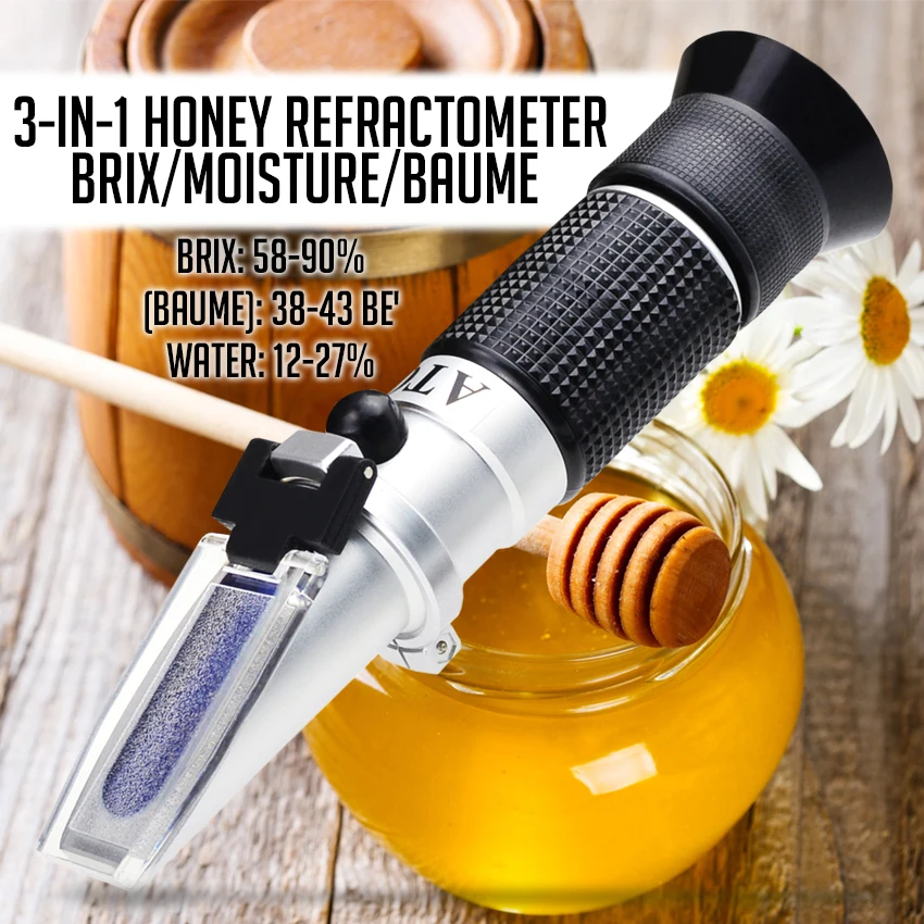 3-in-1 Honey Refractometer Brix/moisture/baume Tester Meter Atc, Tri ...