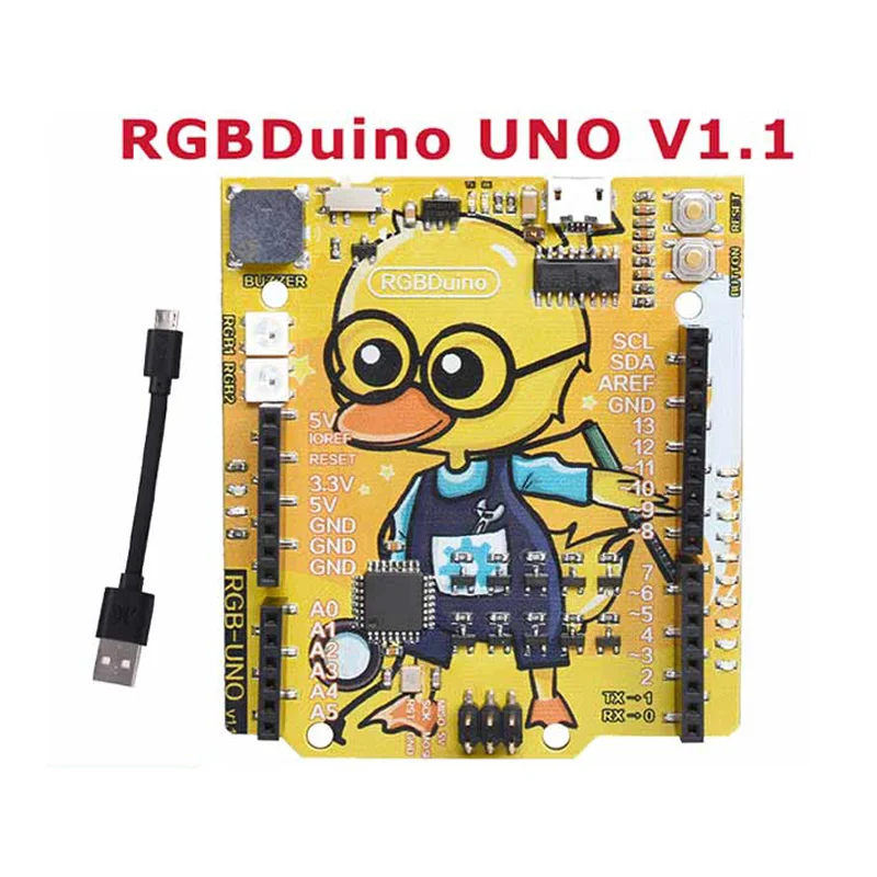 RGBDuino UNO V1.1 Geek Duck tablero de explotación de alta calidad ATmega328P CH340C Micro USB ...