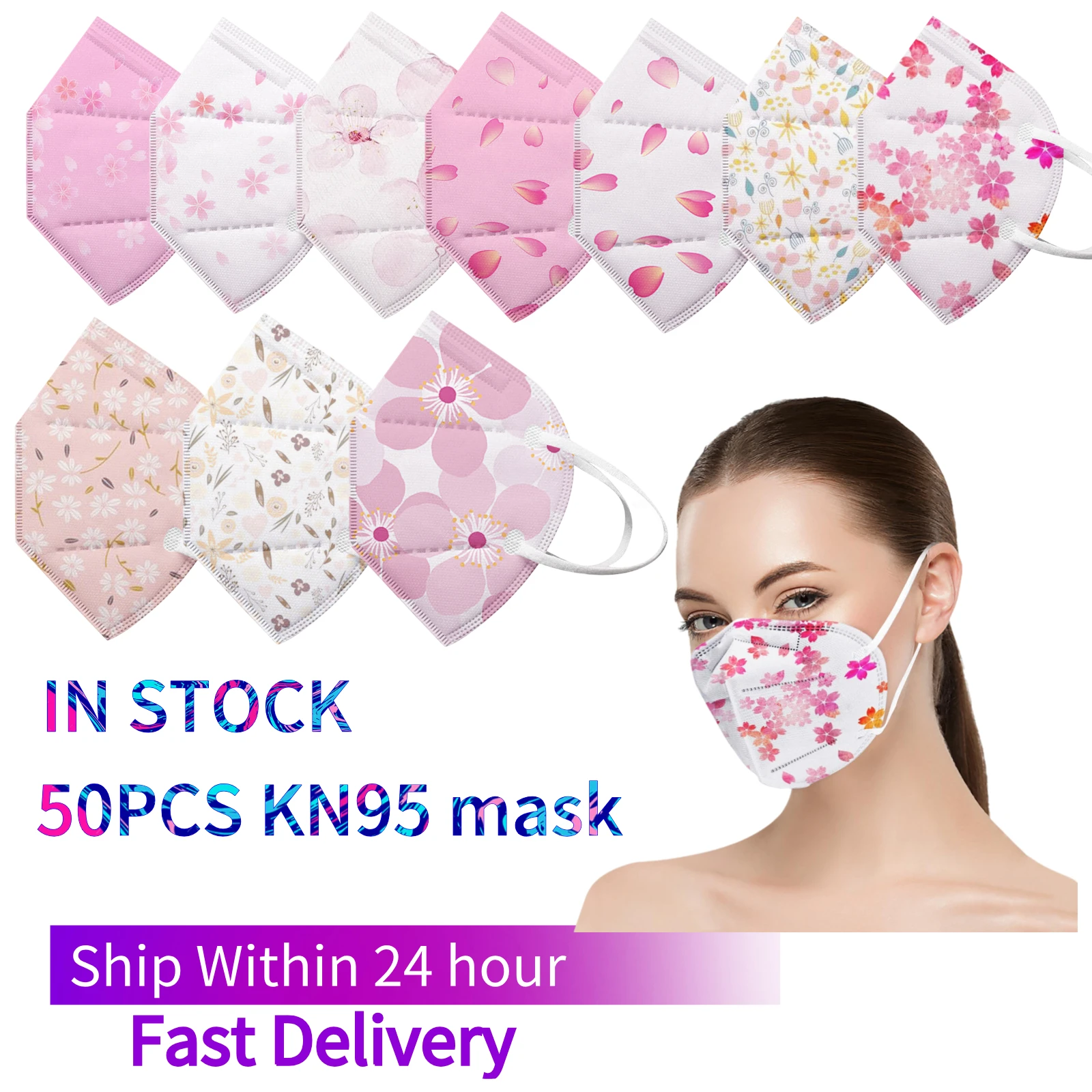 Mascarilla KN95 con estampado de flores para adulto, máscara facial ...